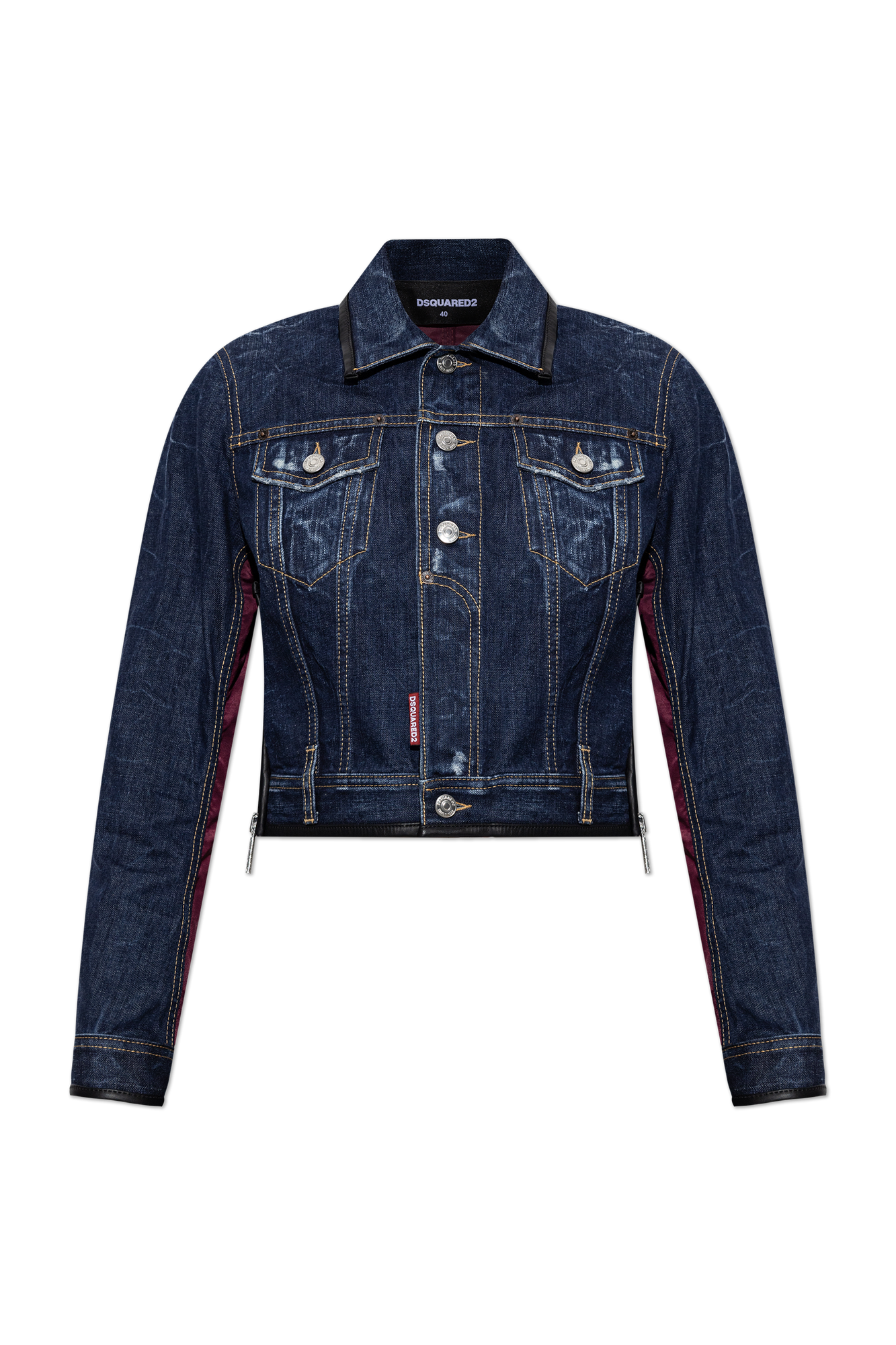 DSQUARED2 Dsquared2 Cropped Denim Jacket with Contrasting Panels